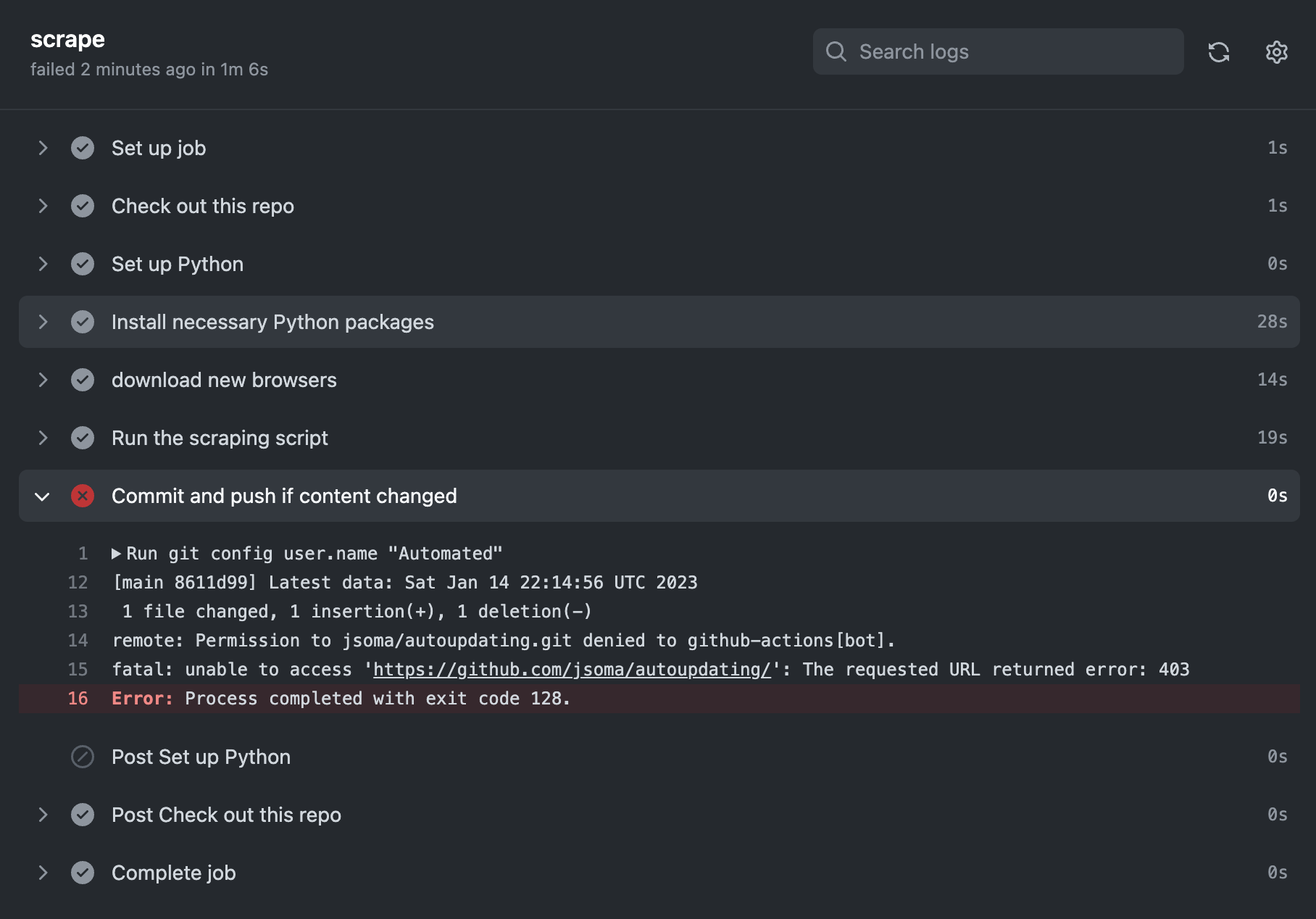 Solution To Process Completed With Exit Code 128 On GitHub Actions Solution To Process Completed With Exit Code 128 On GitHub Actions